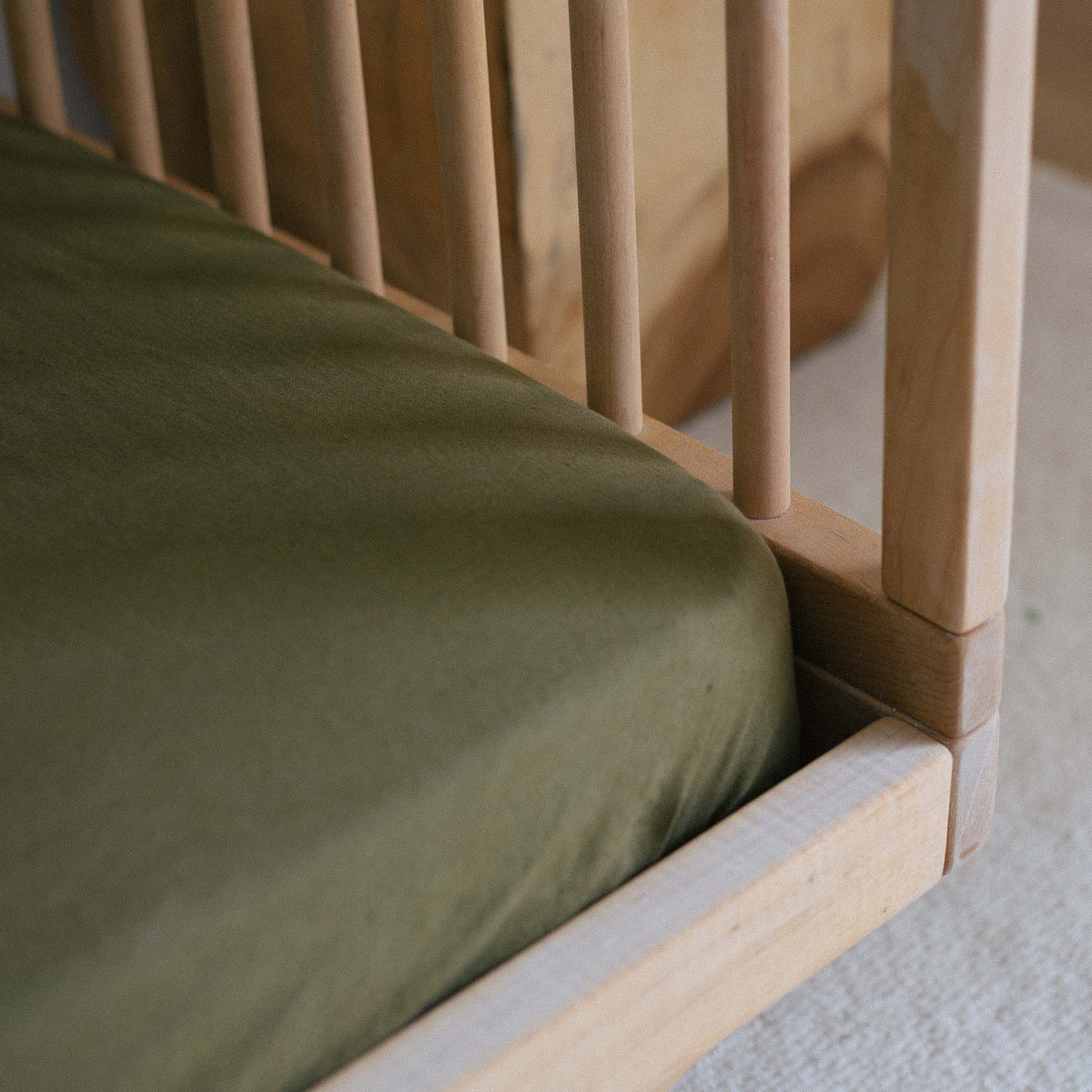 French Linen Cot Sheet - Olive – Warren Hill